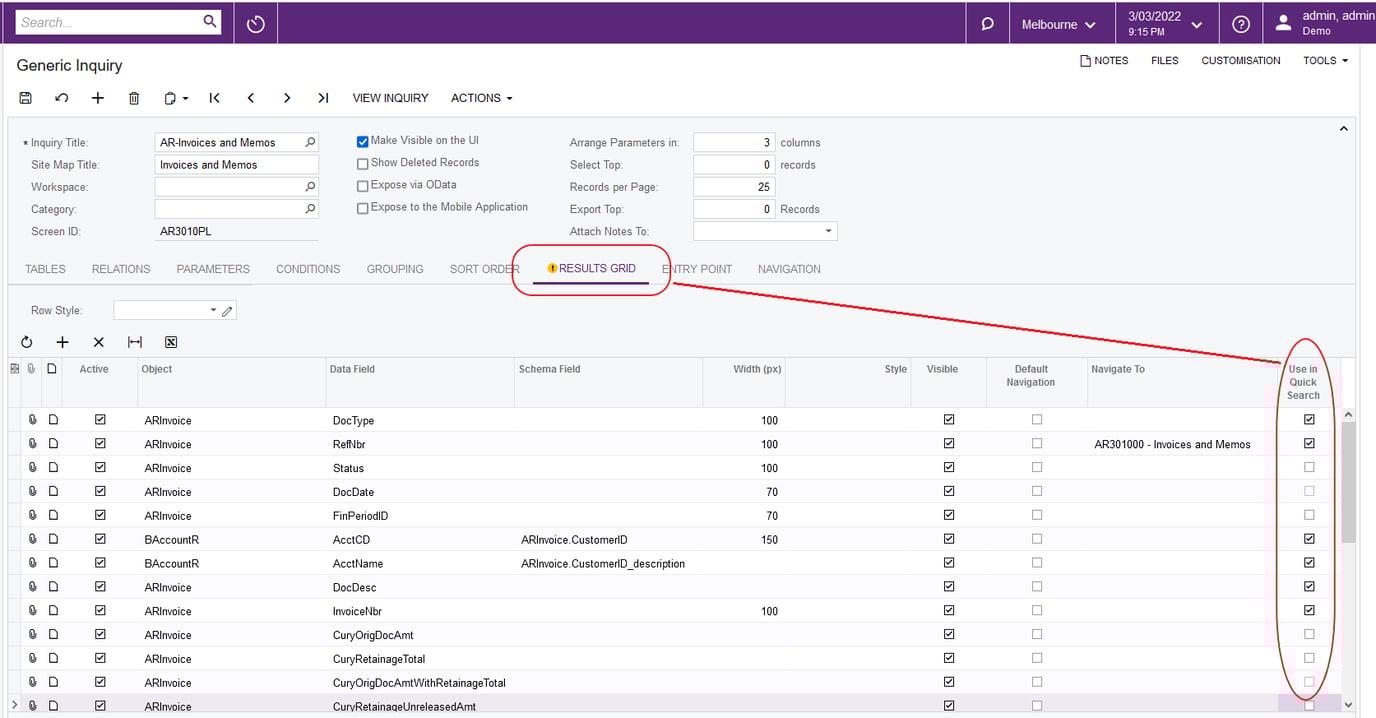 Quick search for generic inquiries