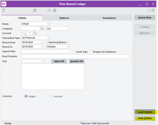 View General Ledger
