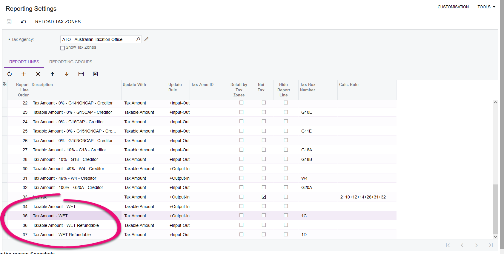 Configuring wine equalisation tax