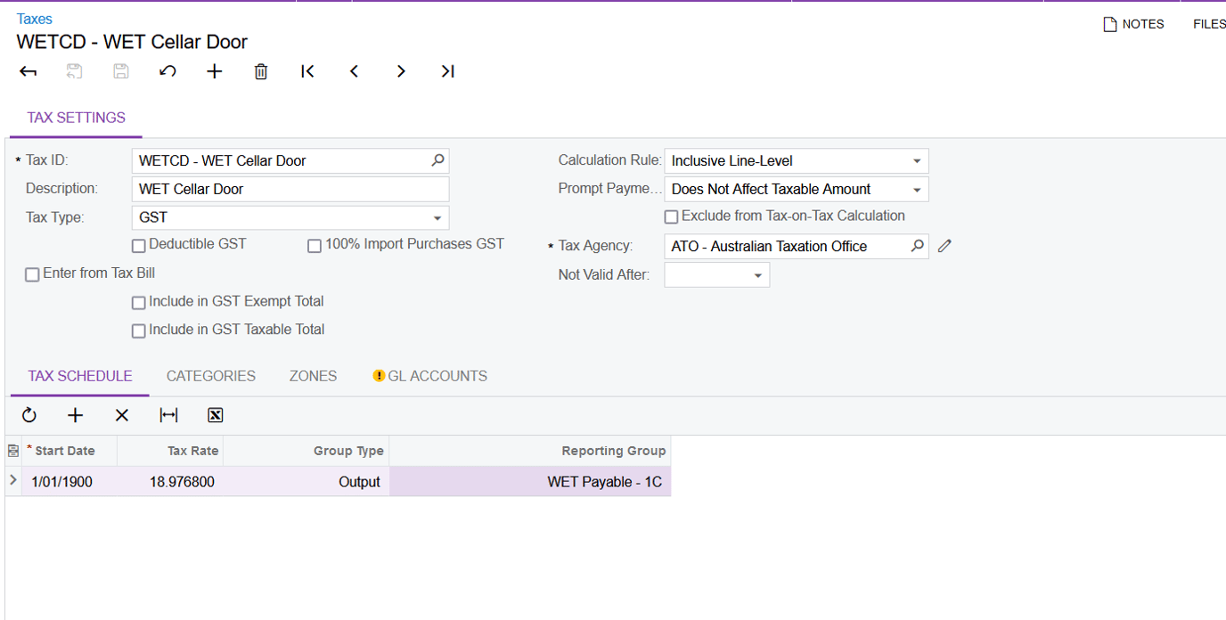 Configuring wine equalisation tax
