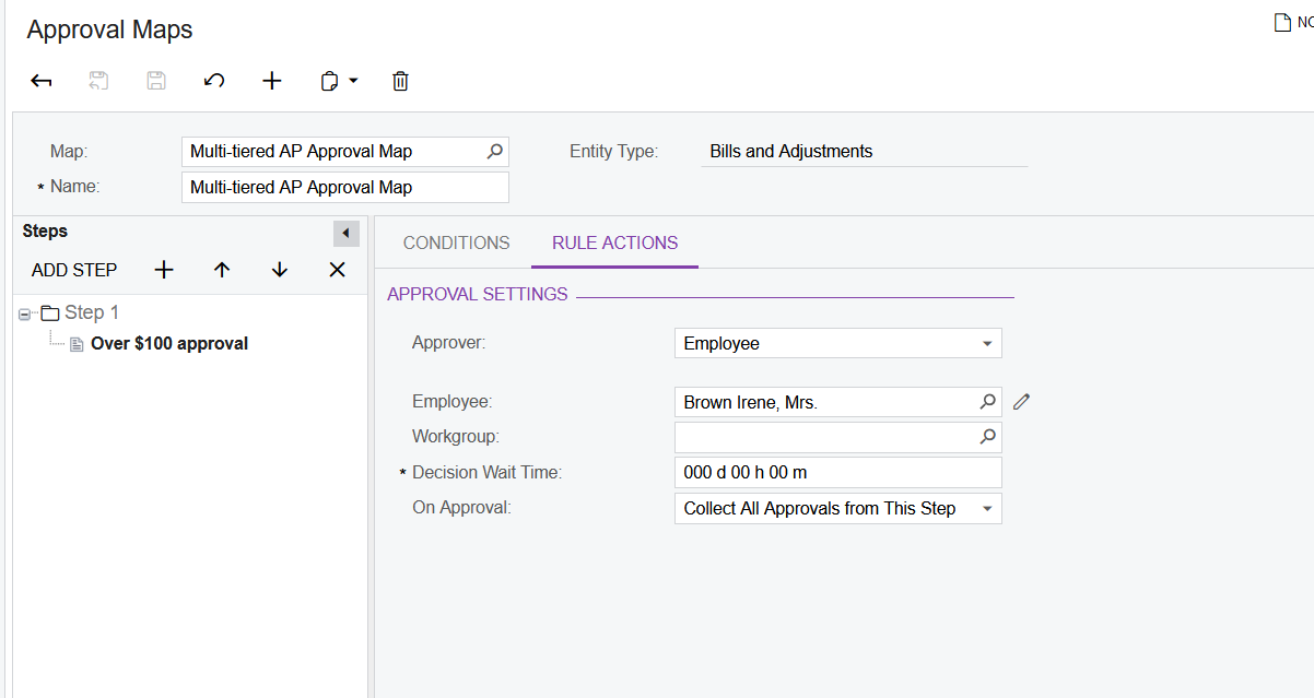 Setting up a multi-tiered approval map