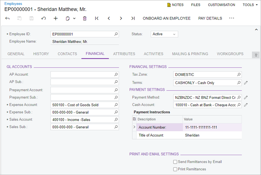 Adding a new employee