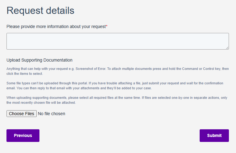 Create a support request