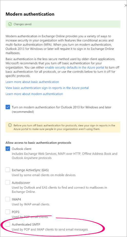 Error when sending emails via SMTP in Microsoft 365